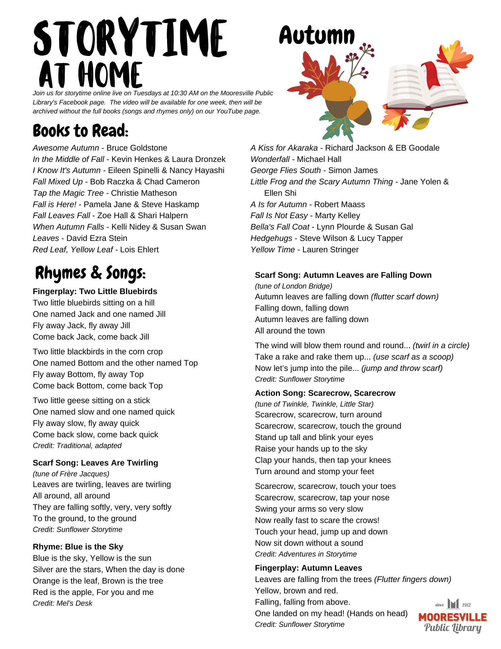 Preschool Storytime: Autumn – Storytime with Ms. Emily Library