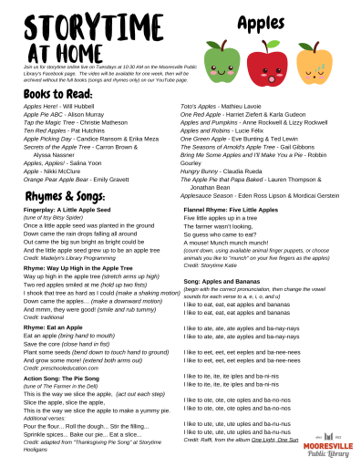 Preschool Storytime: Apples – Storytime with Ms. Emily Library