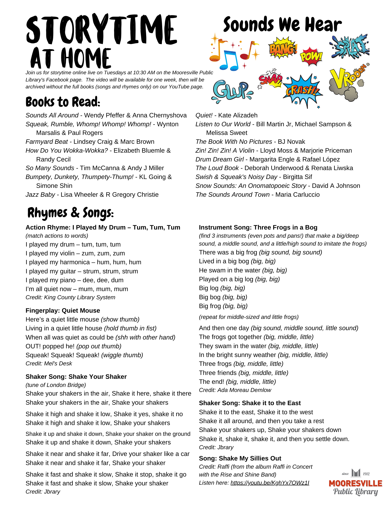 Preschool Storytime: Sounds We Hear – Storytime with Ms. Emily Library