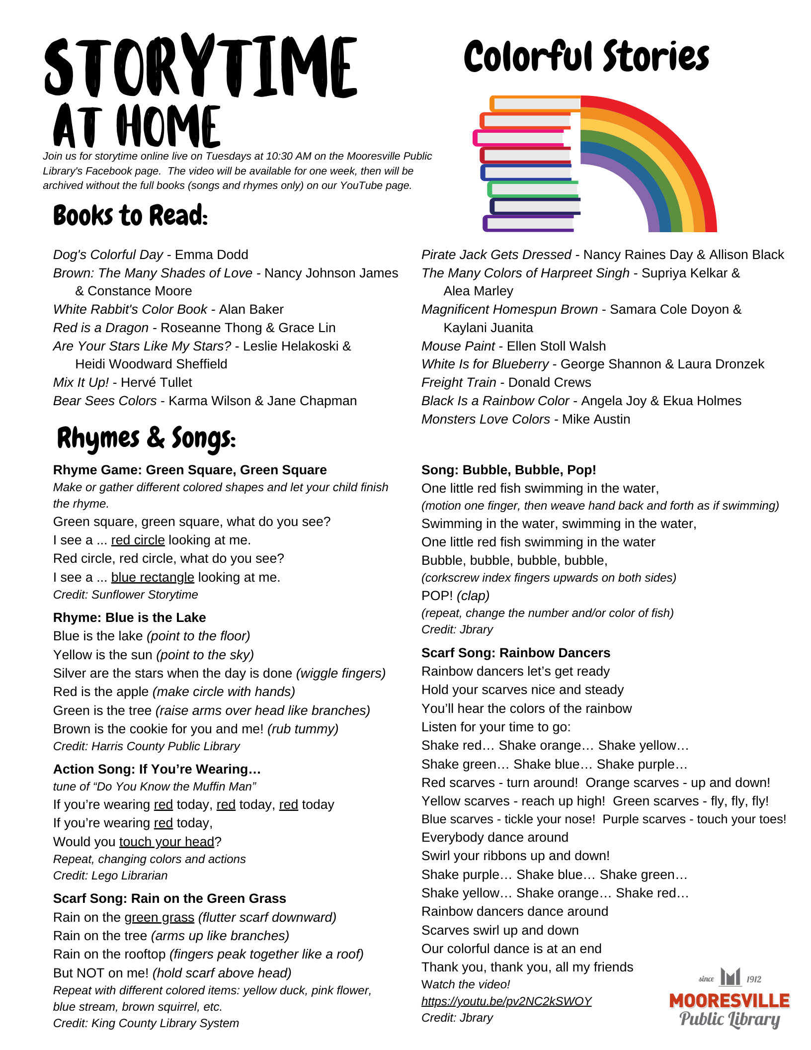 Preschool Storytime: Colorful Stories – Storytime with Ms. Emily Library