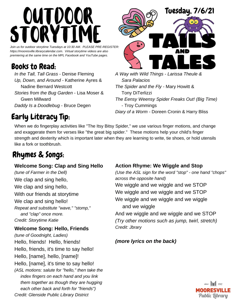 Family Storytime: Wiggly Bugs – Storytime with Ms. Emily Library