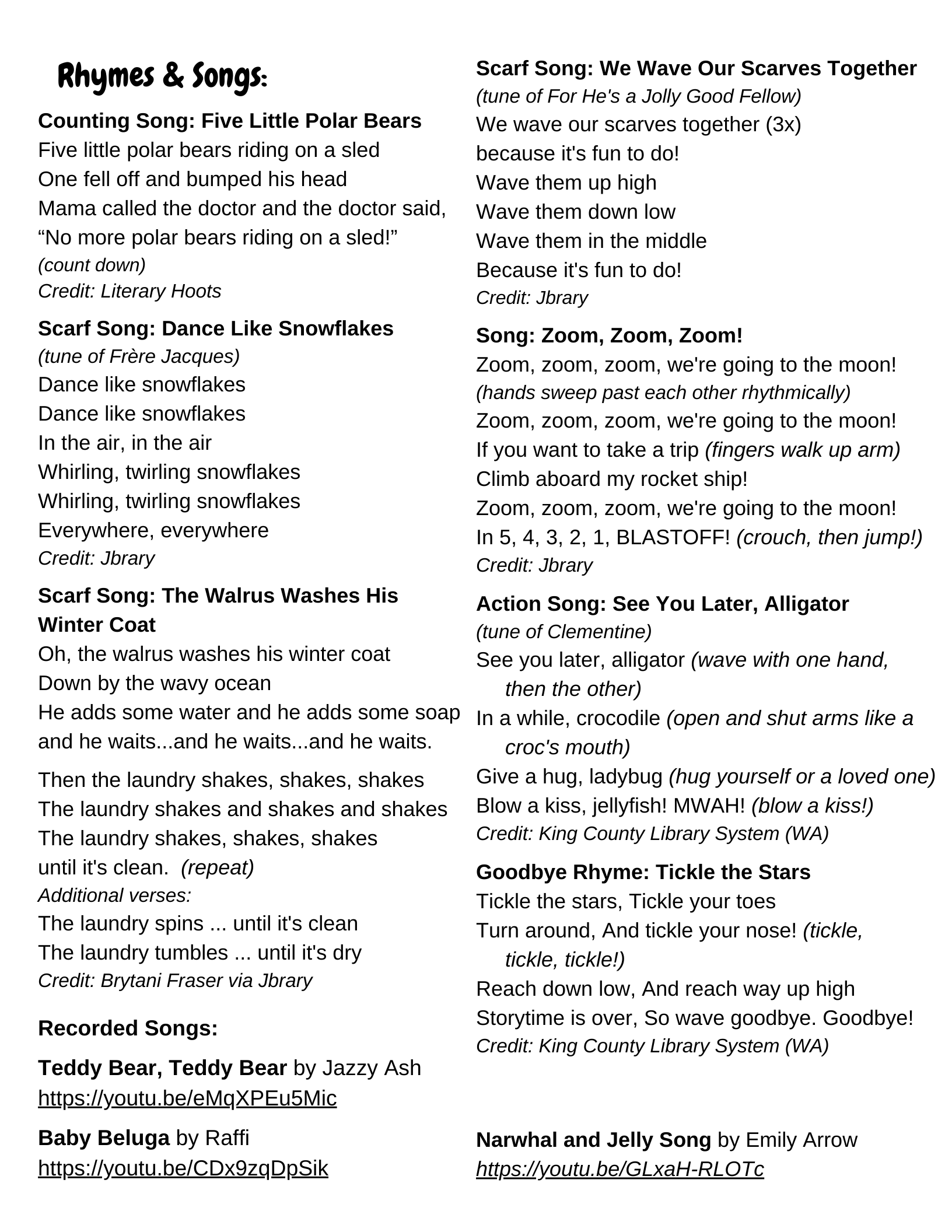 Family Storytime: Arctic Animals – Storytime with Ms. Emily Library