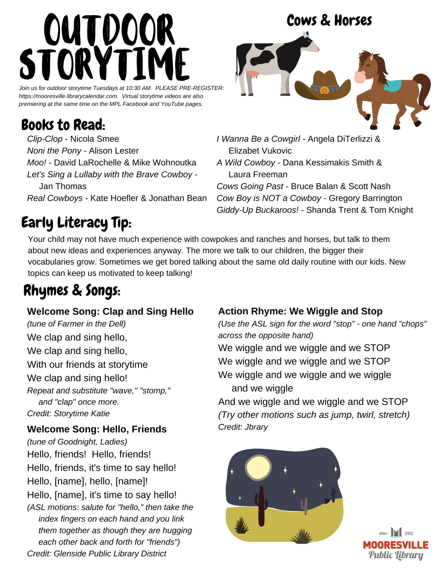 Family Storytime: Cows & Horses – Storytime with Ms. Emily Library