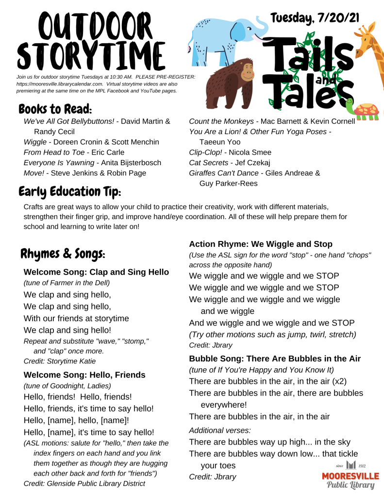 Family Storytime: Animal Movement – Storytime with Ms. Emily Library