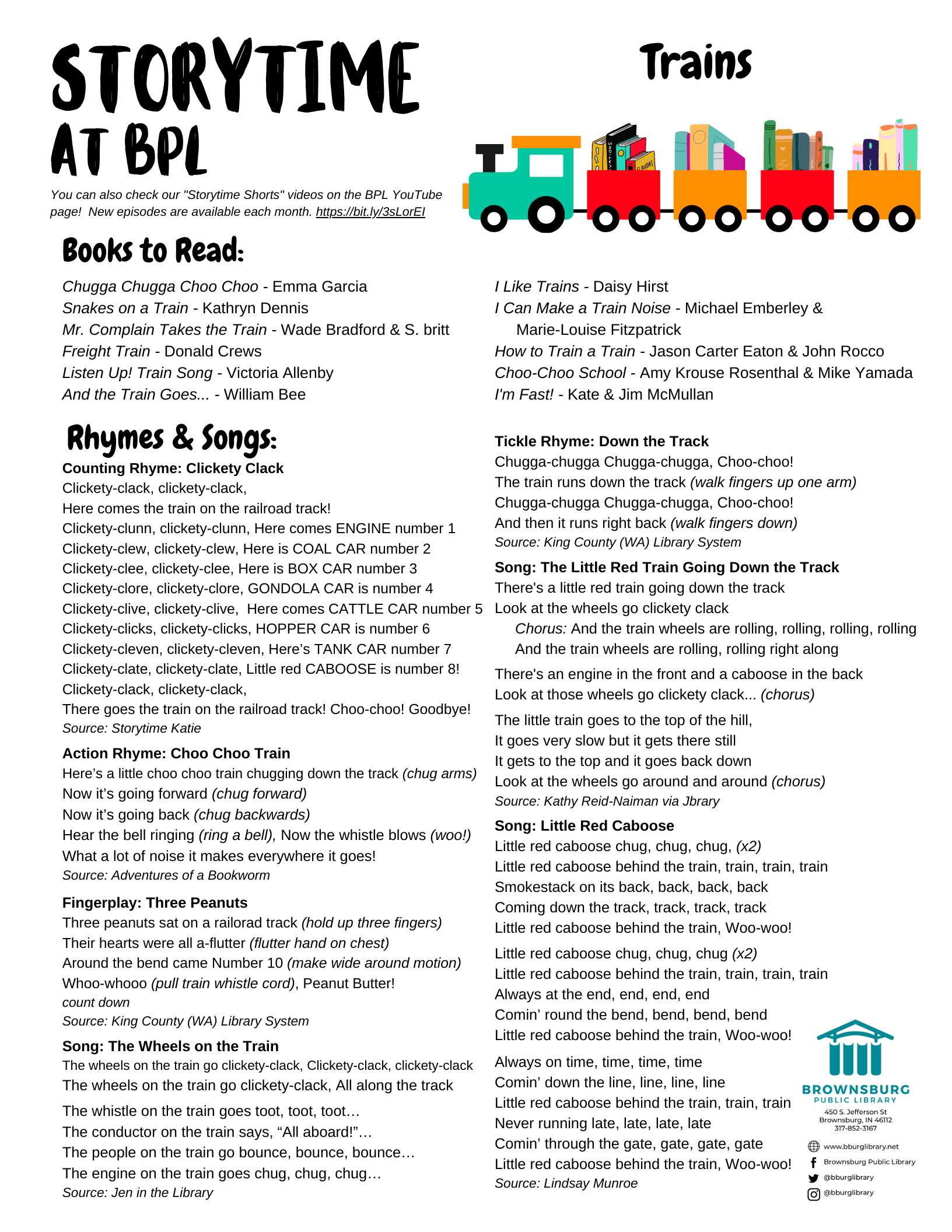 Storytime: Trains – Storytime with Ms. Emily Library