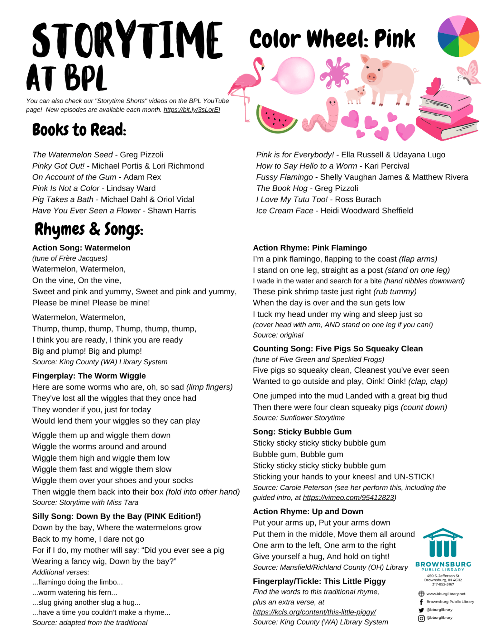 Storytime: Color Wheel – Pink – Storytime with Ms. Emily Library