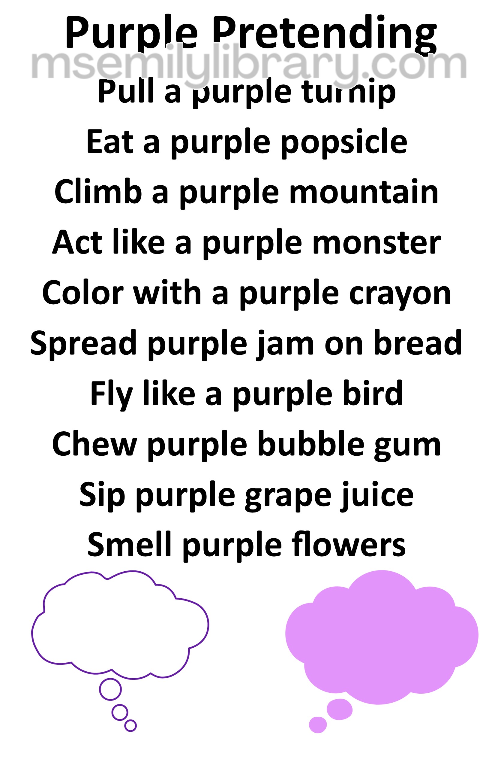 Storytime: Color Wheel – Purple – Storytime with Ms. Emily Library