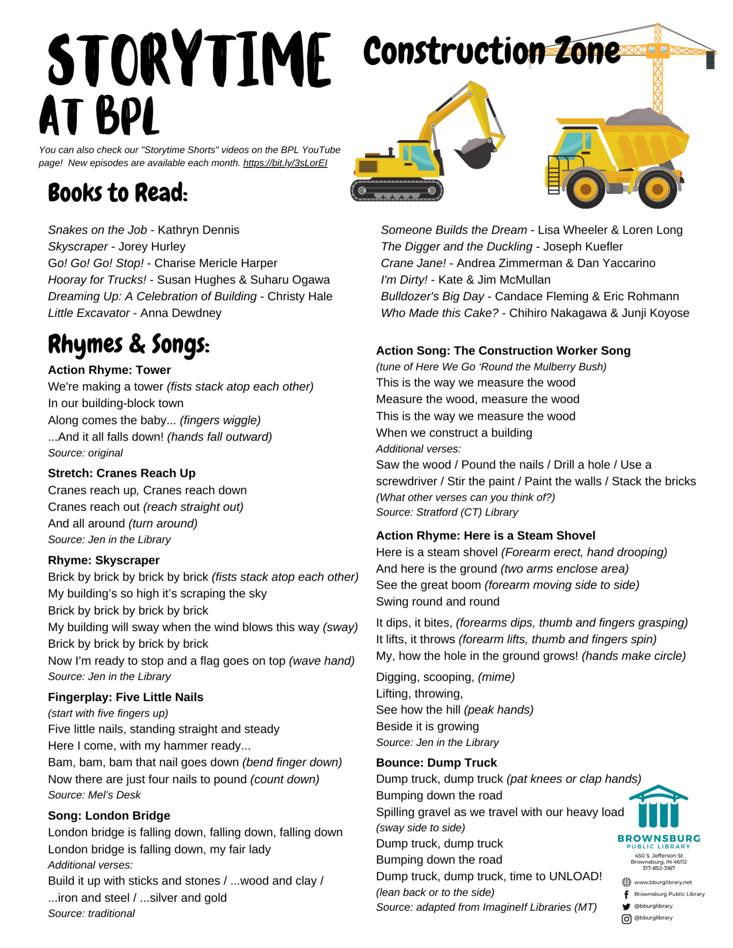 Storytime: Construction Zone – Storytime with Ms. Emily Library