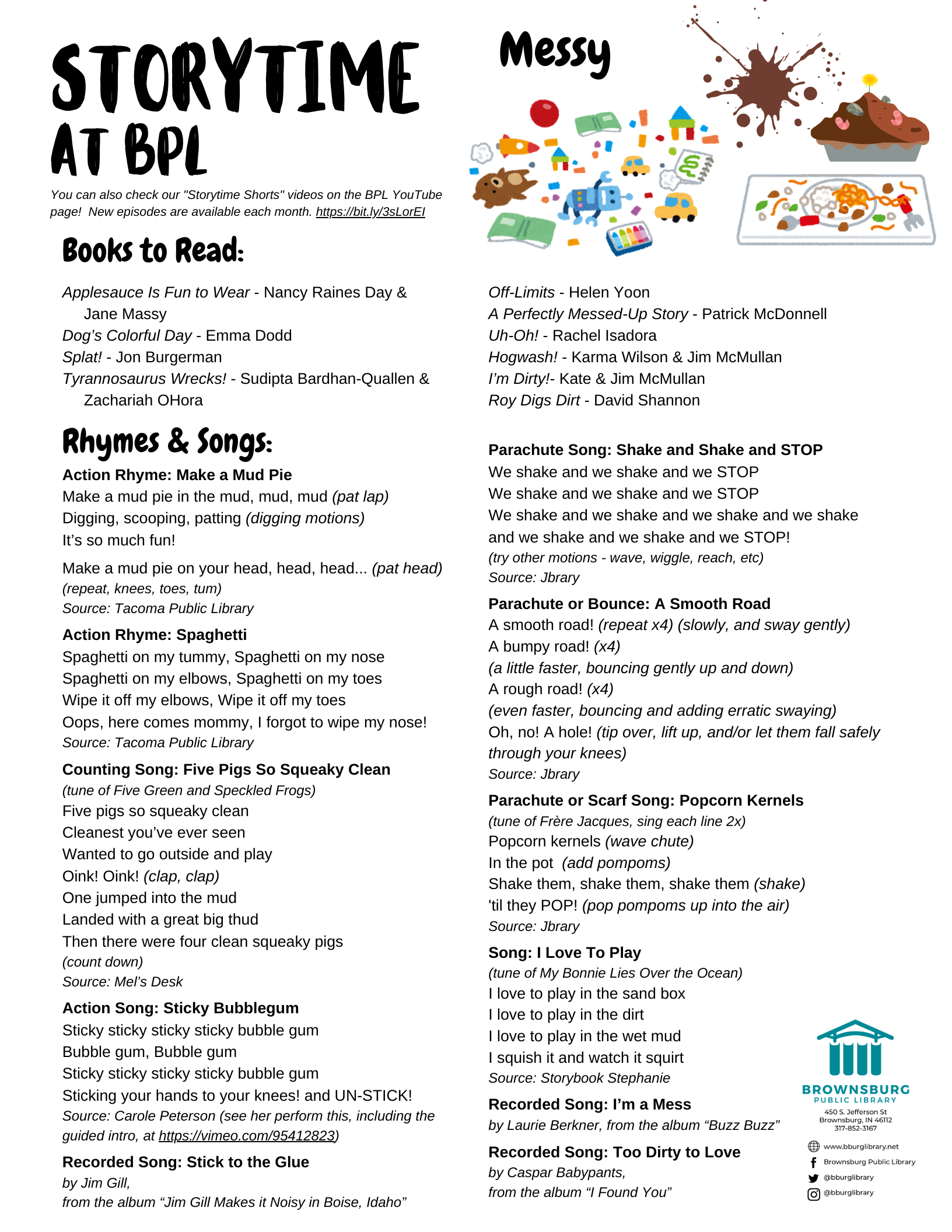 Storytime with Ms. Emily Library – Library storytimes, themes, ideas ...