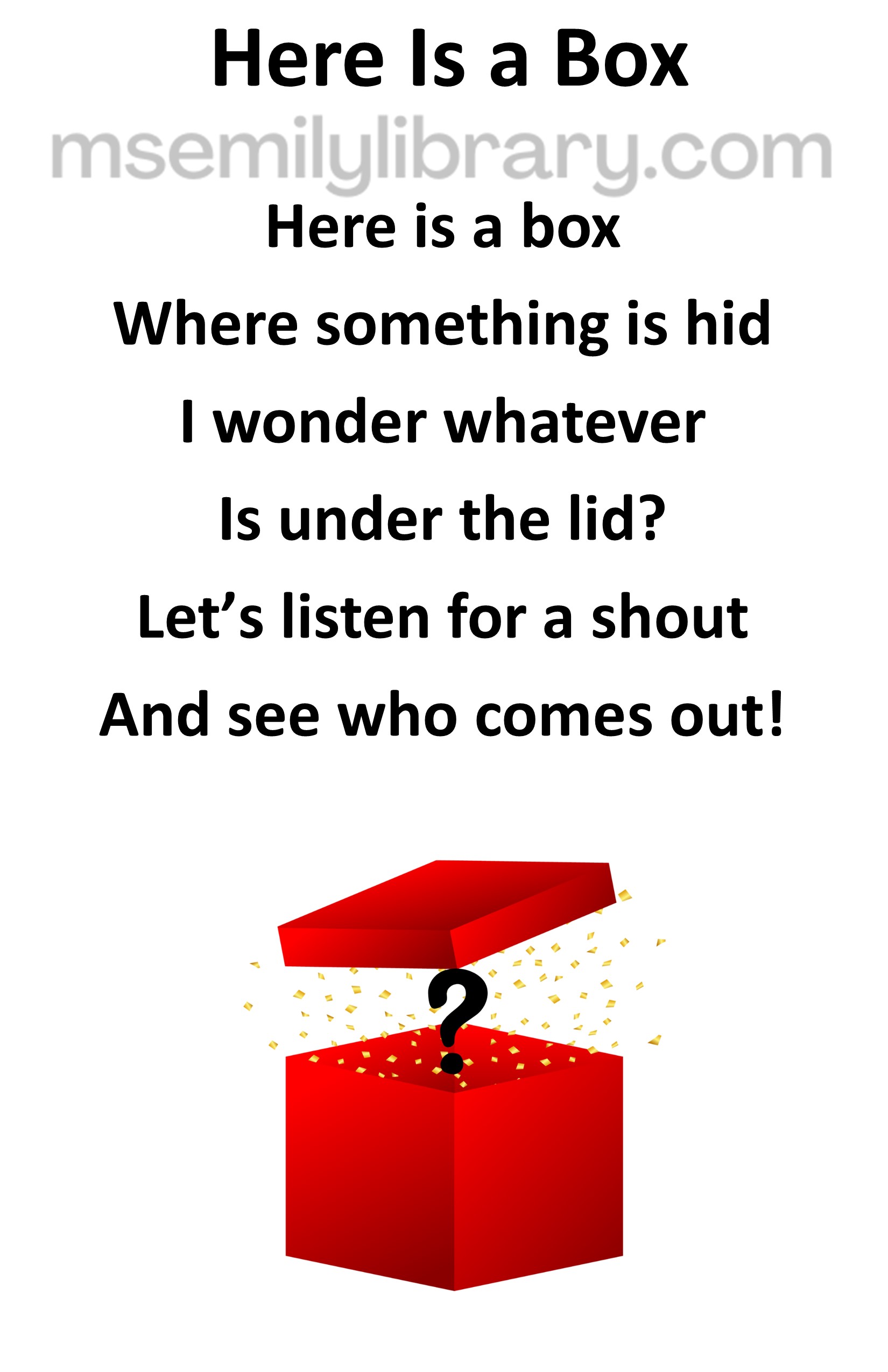 Storytime: Boxes – Storytime with Ms. Emily Library